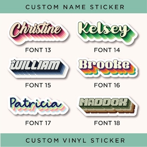 Custom Retro Name Sticker, Name Stickers Retro Vinyl Waterproof ...
