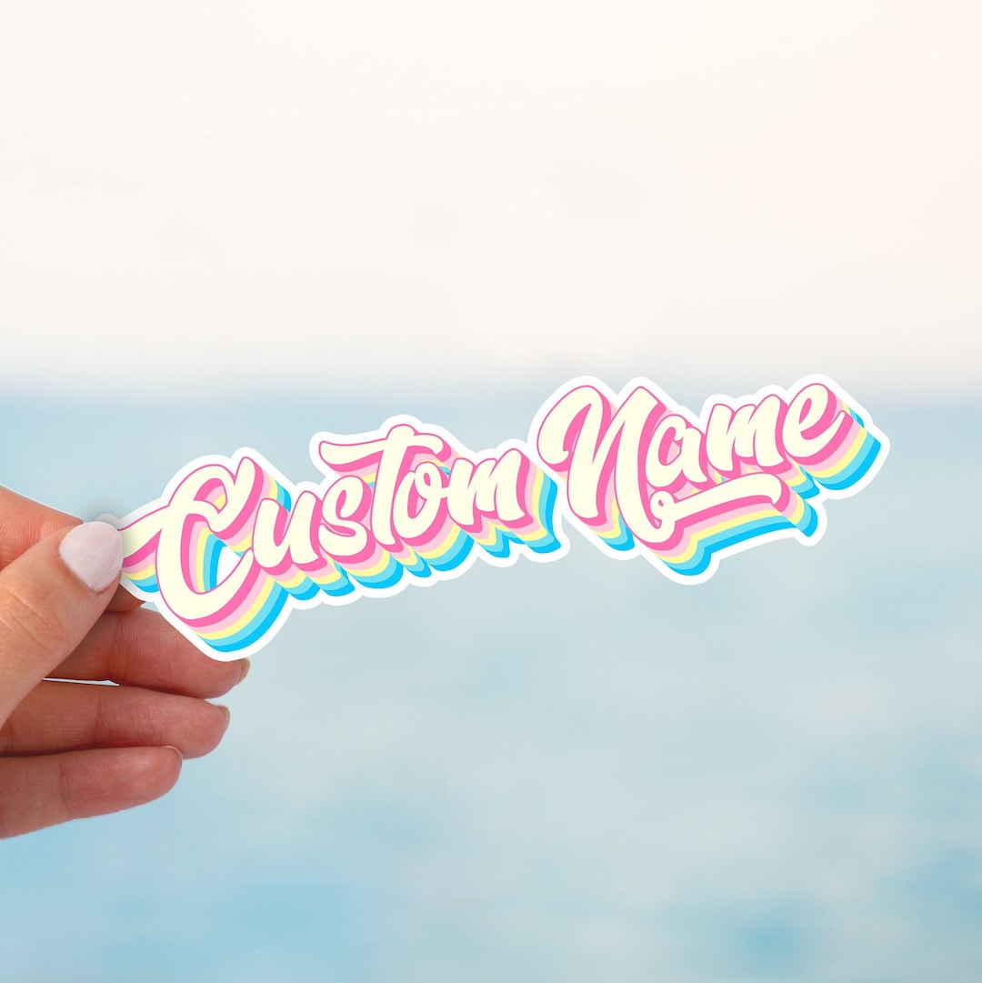 Name Stickers, Custom Retro Name Sticker, Retro Vinyl Waterproof ...