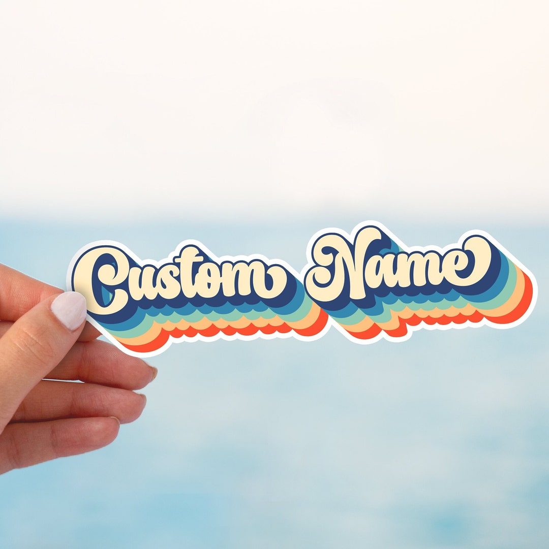 Name Stickers, Custom Retro Name Sticker, Retro Vinyl Waterproof ...