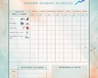 Printable Summer Soaring Schedule | Weekly Chore Chart and Activity ...