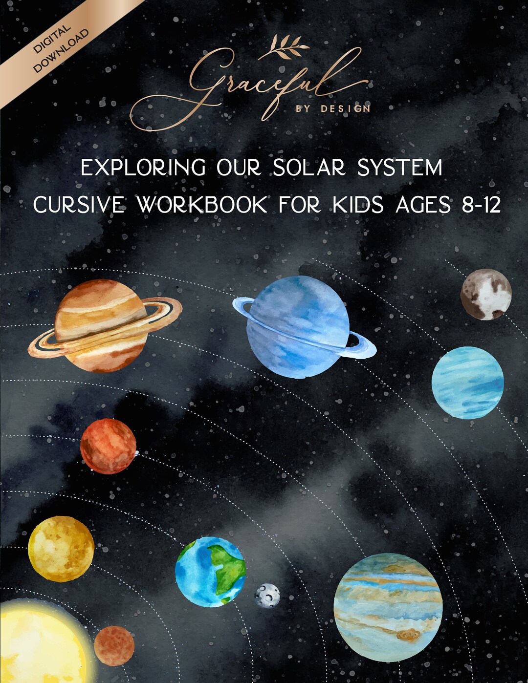 Printable - Exploring Our Solar System Cursive Workbook for Kids Ages 8 ...