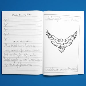 Printable - Exploring the Animal Kingdom Cursive Workbook for Kids Ages 8-12 - Etsy