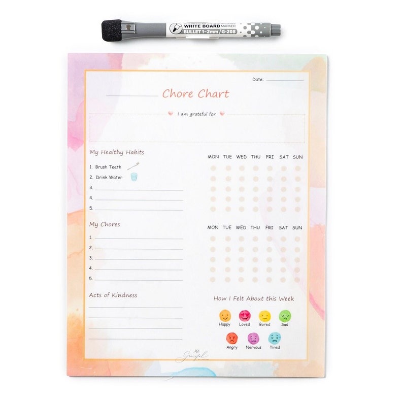 Chore Charts for Kids - Reusable Sticky Note | Adhesive on Back Sticks ...