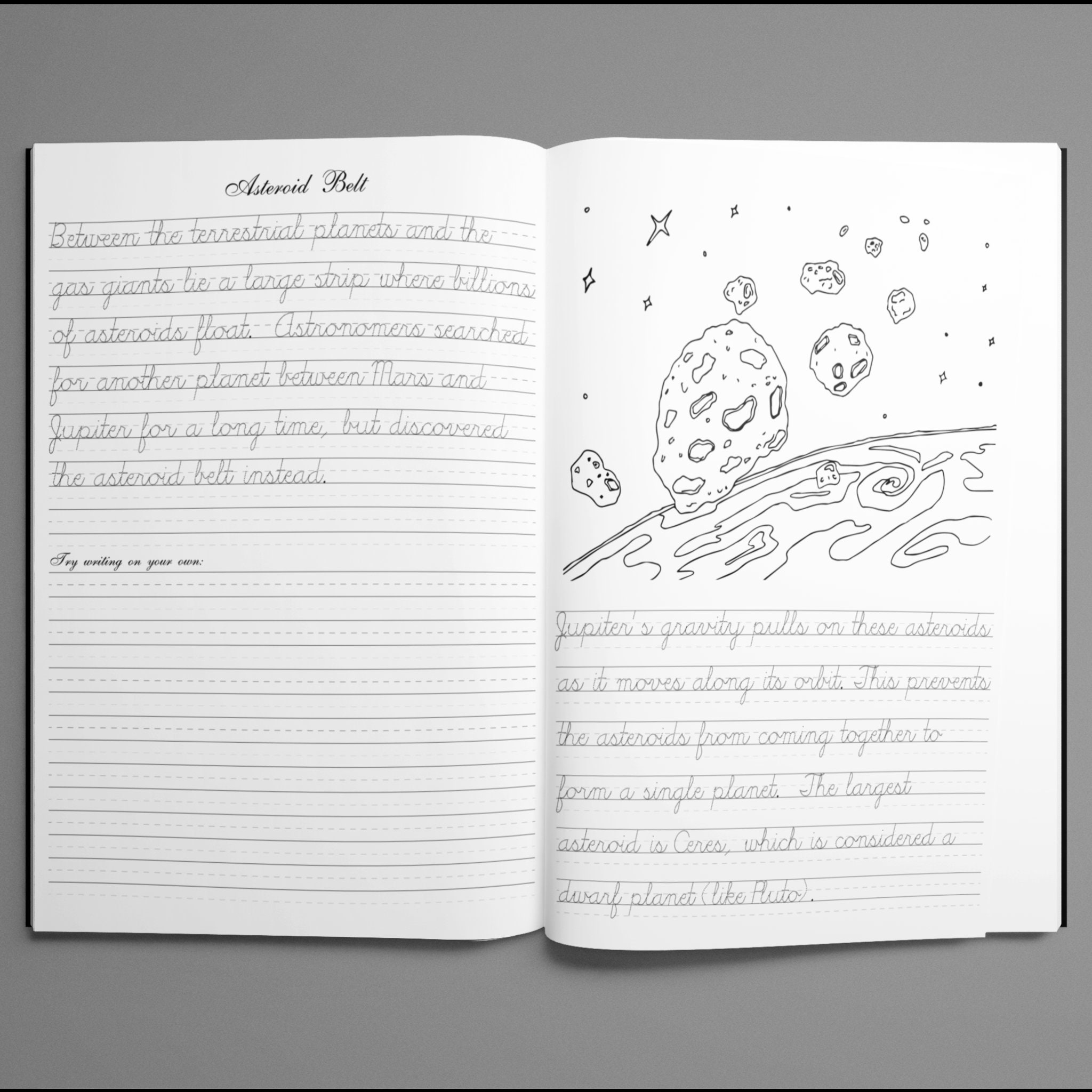 Printable - Exploring Our Solar System Cursive Workbook for Kids Ages 8 ...