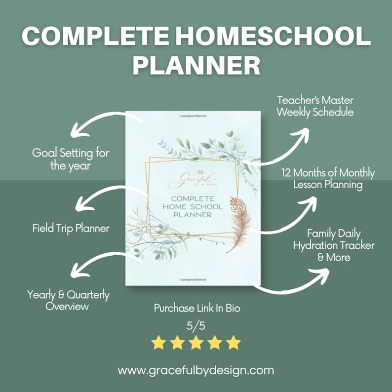 Printable Complete Homeschool Planner by Graceful by Design in Full ...