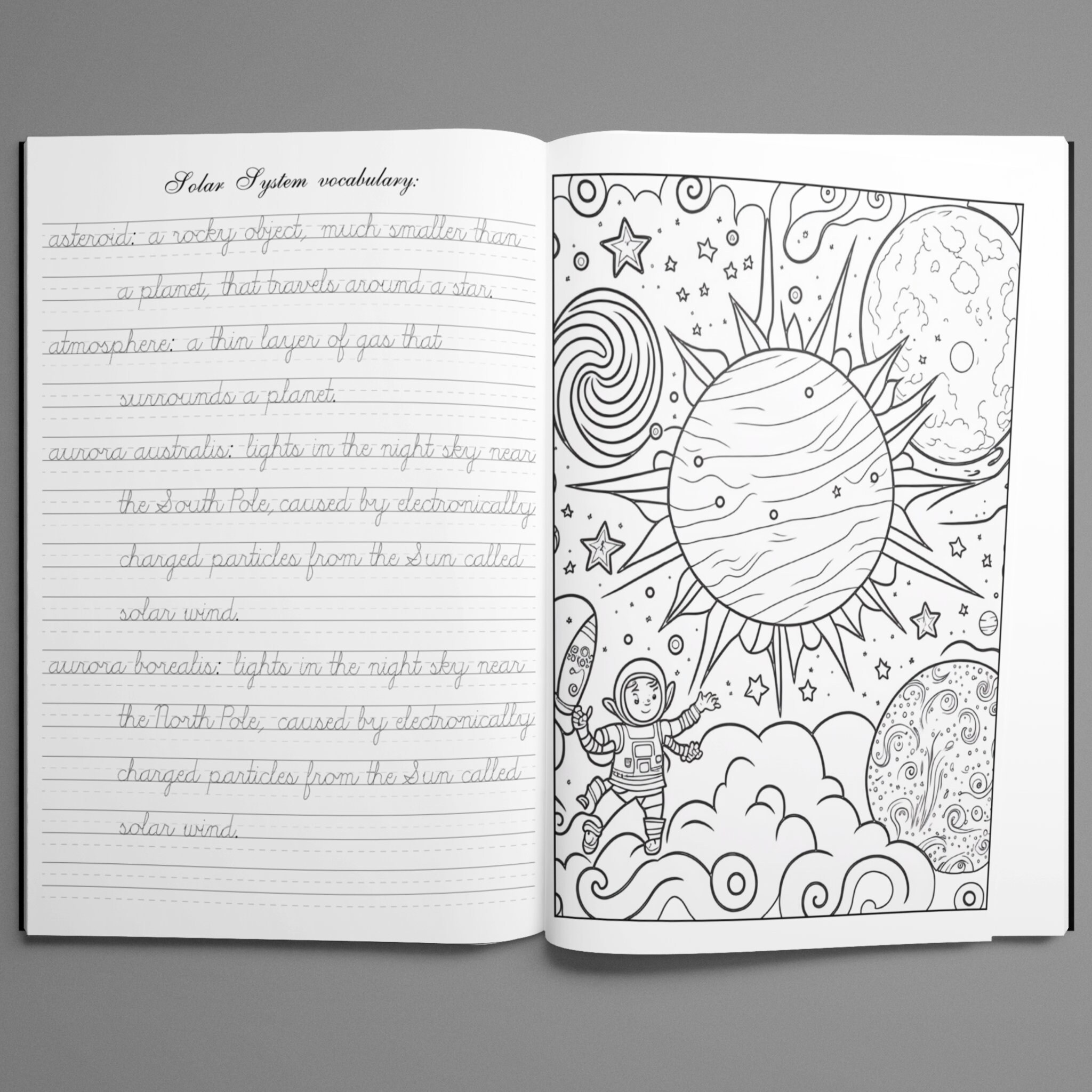 Printable - Exploring Our Solar System Cursive Workbook for Kids Ages 8 ...