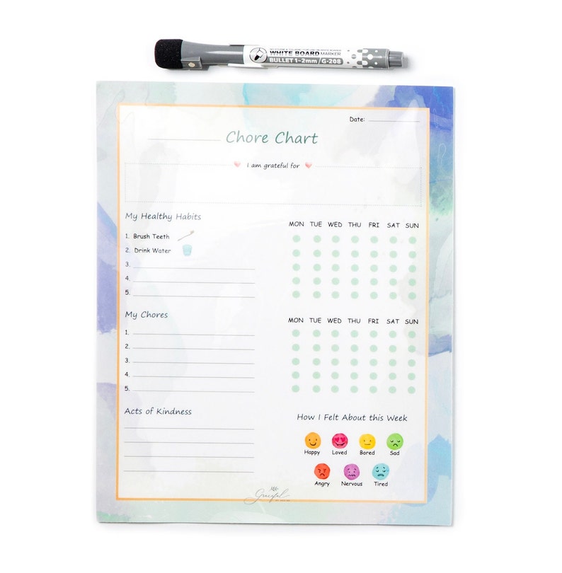 Chore Charts for Kids - Reusable Sticky Note | Adhesive on Back Sticks ...