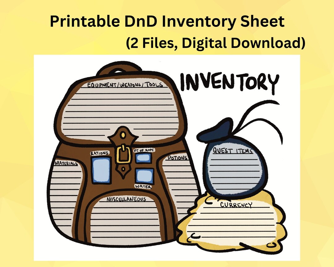 Bag of Holding, Inventory Bag, for Dnd 5e, Dungeons and Dragons, Pdf ...