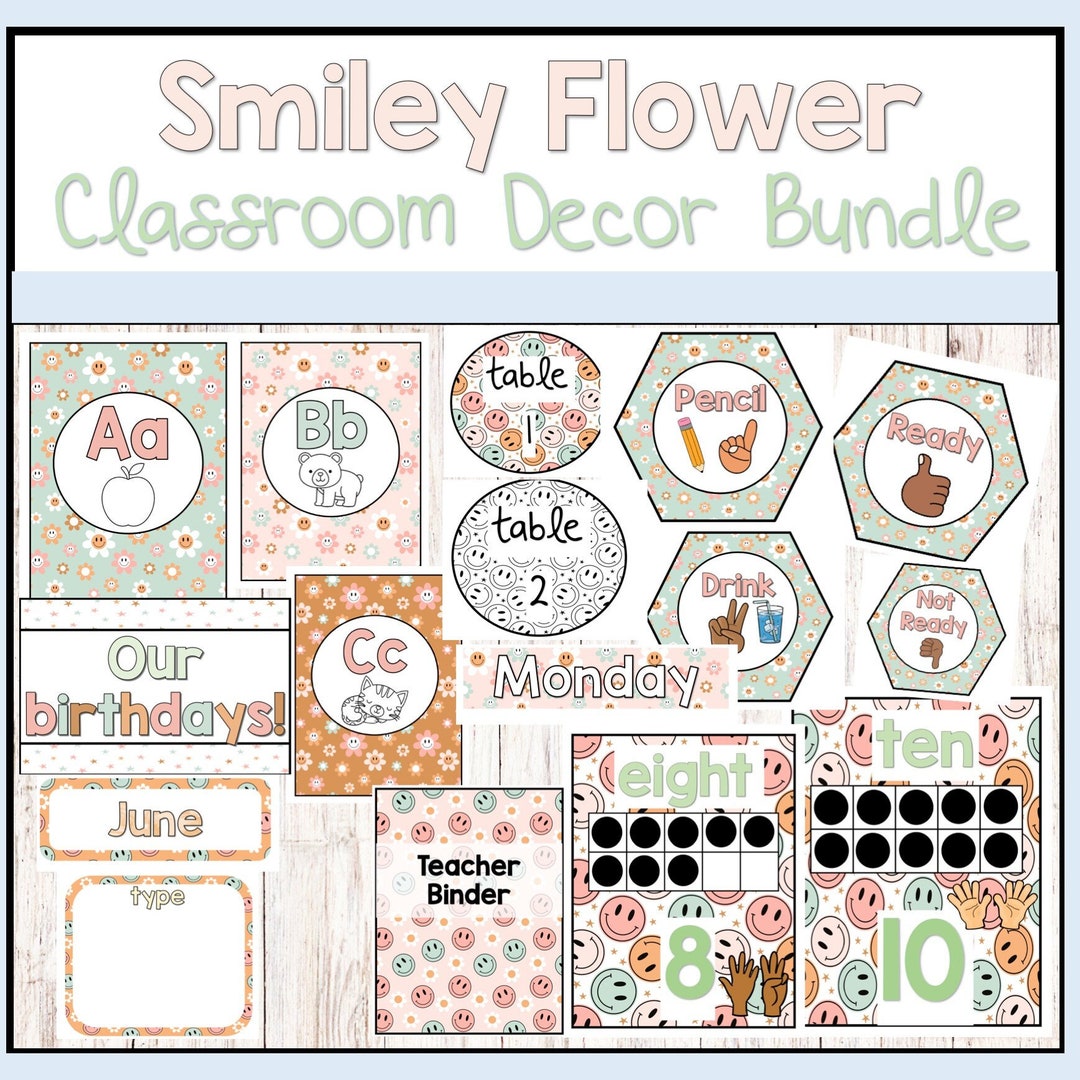 Groovy Flower Classroom Decor Bundle - Etsy Australia