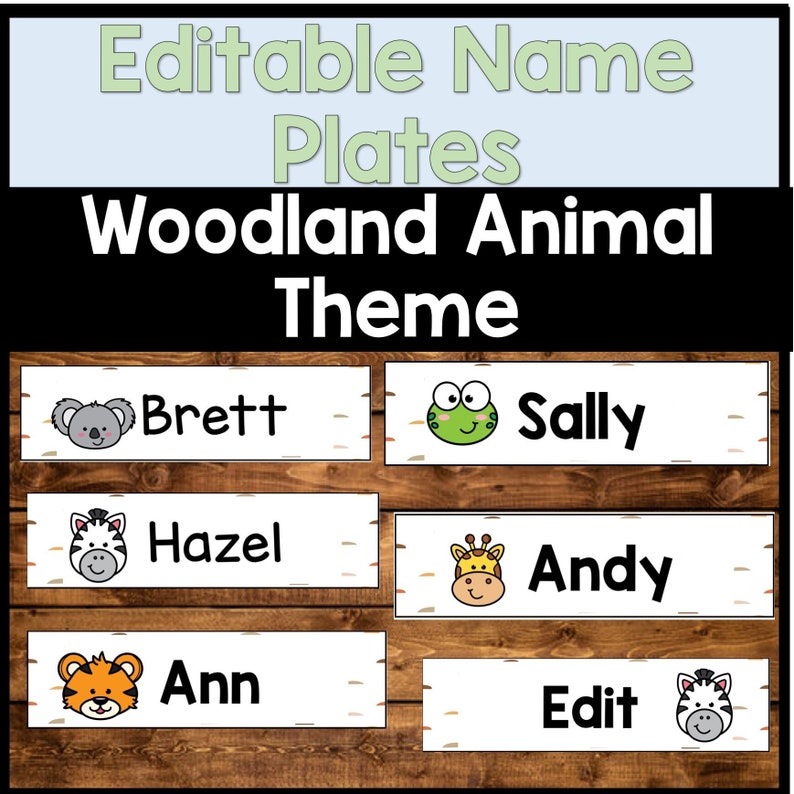 Woodland Animal Name Plates - Etsy