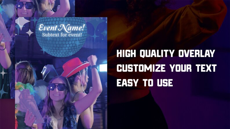 Blue Disco Ball - 360 Photo Booth Overlay - Custom Template for Prom ...