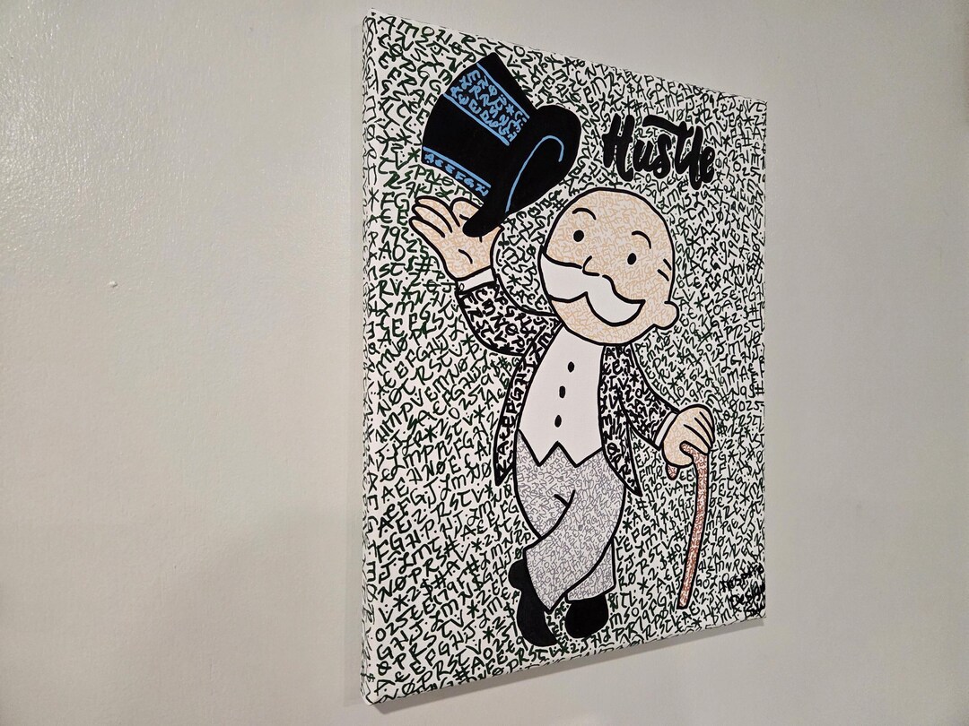 11x14 Hand Painted Monopoly Man Canvas Artwork, Wall Art, Graffiti ...