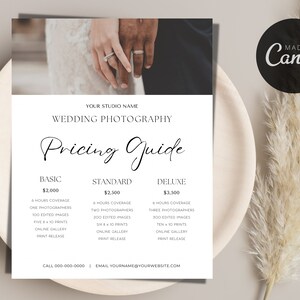 Wedding Photography Price List Template, Editable Price Sheet for ...