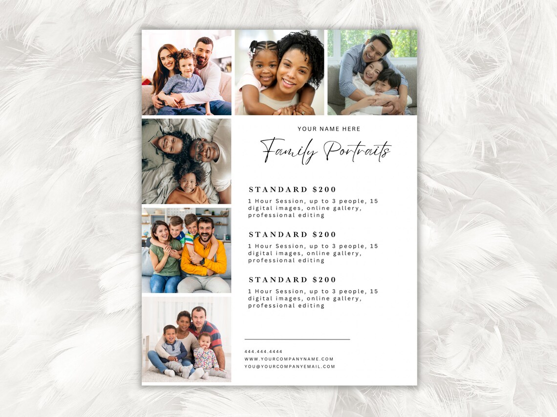 Family Portrait Photography Pricing Guide Template, Editable ...
