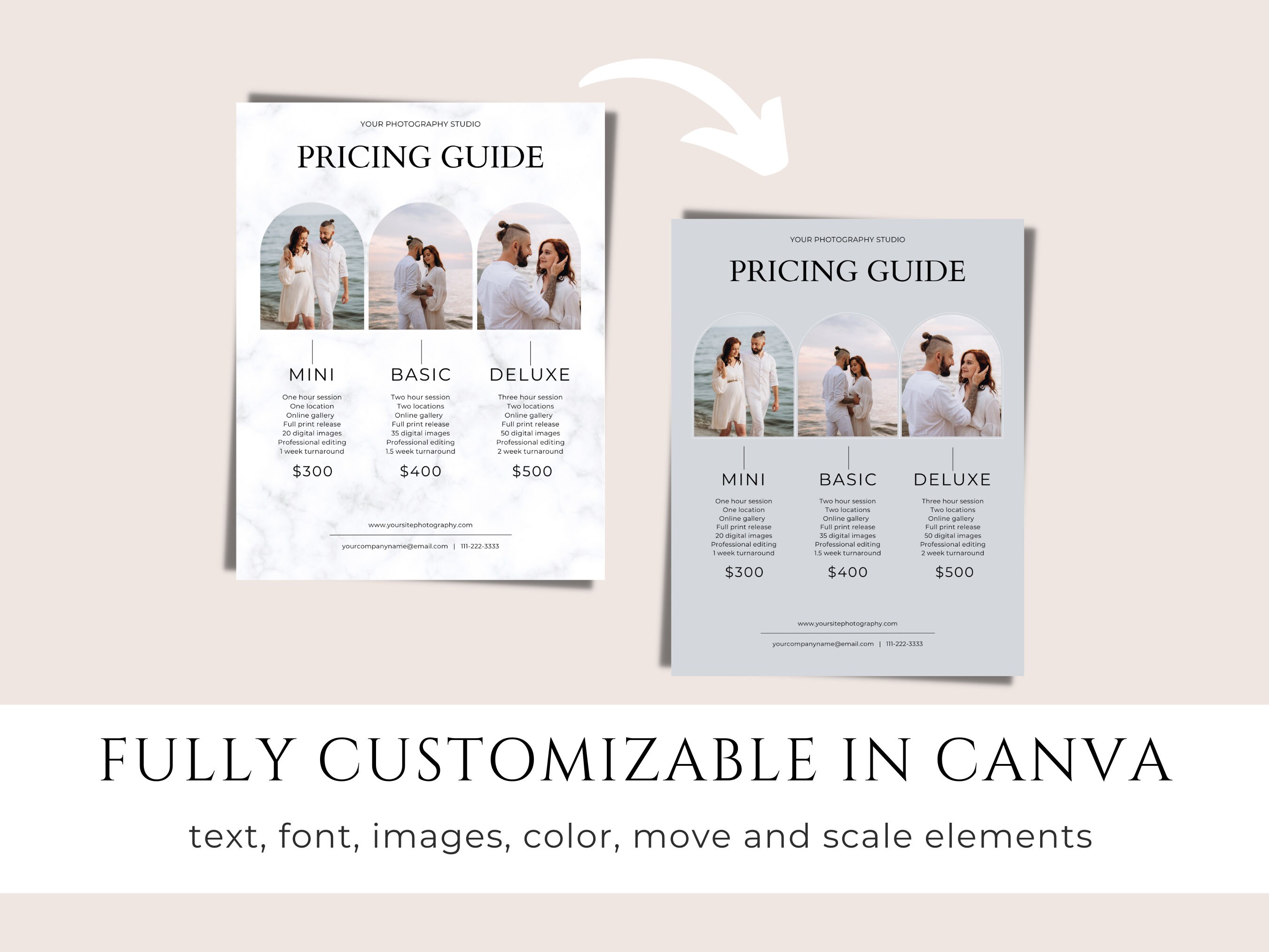 Editable Photography Pricing Guide Canva Template, Pricing Sheet ...