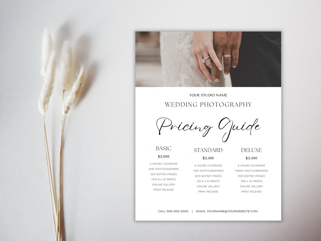 Wedding Photography Price List Template, Editable Price Sheet for ...