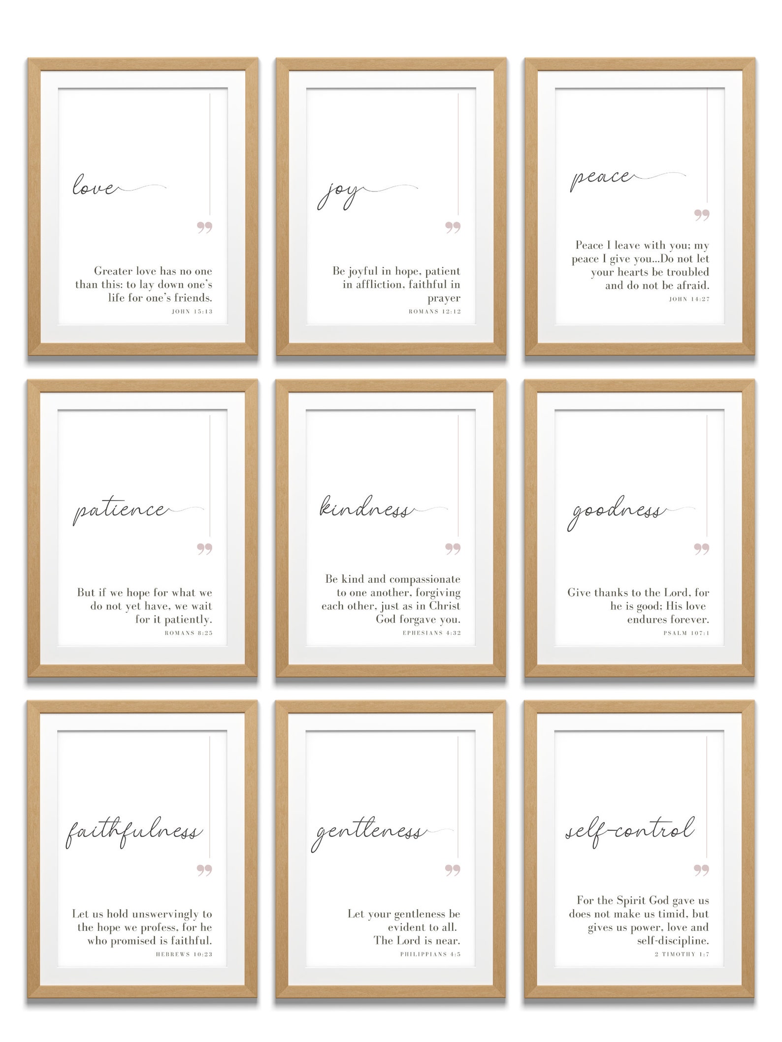 Fruit of the Spirit Wall Art Printable Posters white Galatians 5:22-23 ...