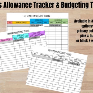 Kids Budgeting Worksheet, Kids Money Worksheet, Kid Savings, Allowance ...