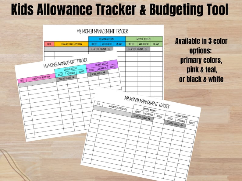 Kids Budgeting Worksheet, Kids Money Worksheet, Kid Savings, Allowance ...