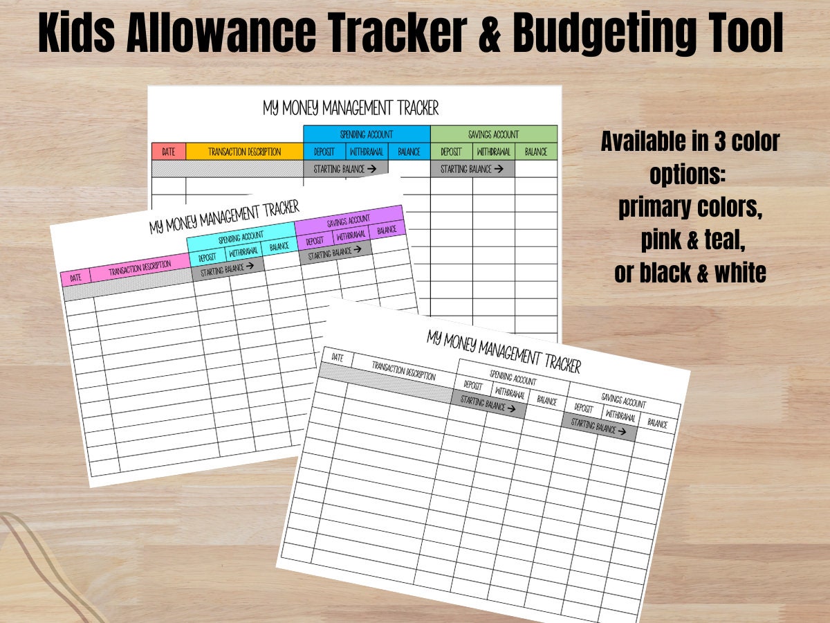 Kids Budgeting Worksheet, Kids Money Worksheet, Kid Savings, Allowance ...