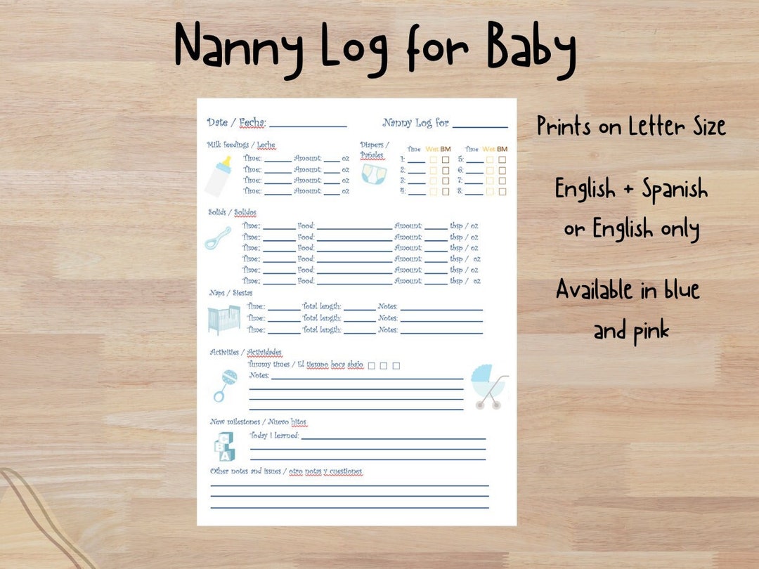 Printable Daily Baby Log, Daily Baby Tracker, Daily Nanny Log, Nanny ...