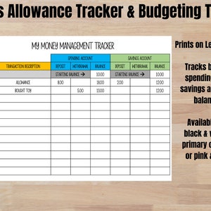 Kids Budgeting Worksheet, Kids Money Worksheet, Kid Savings, Allowance ...