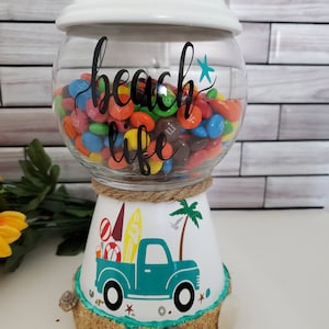 Beach Life Candy Dish, White Blue Ocean Theme, Money Holder, Fish Bowl ...