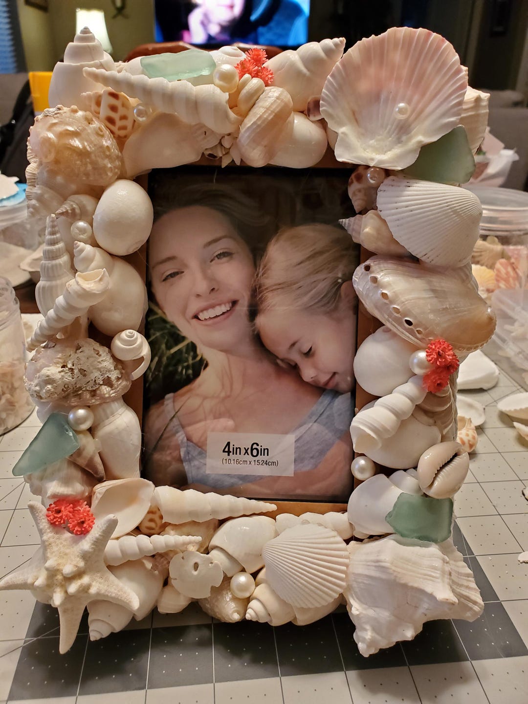 Coral Seashell Picture Frame 4x6, Beach Decor, White Shells, Nautical ...