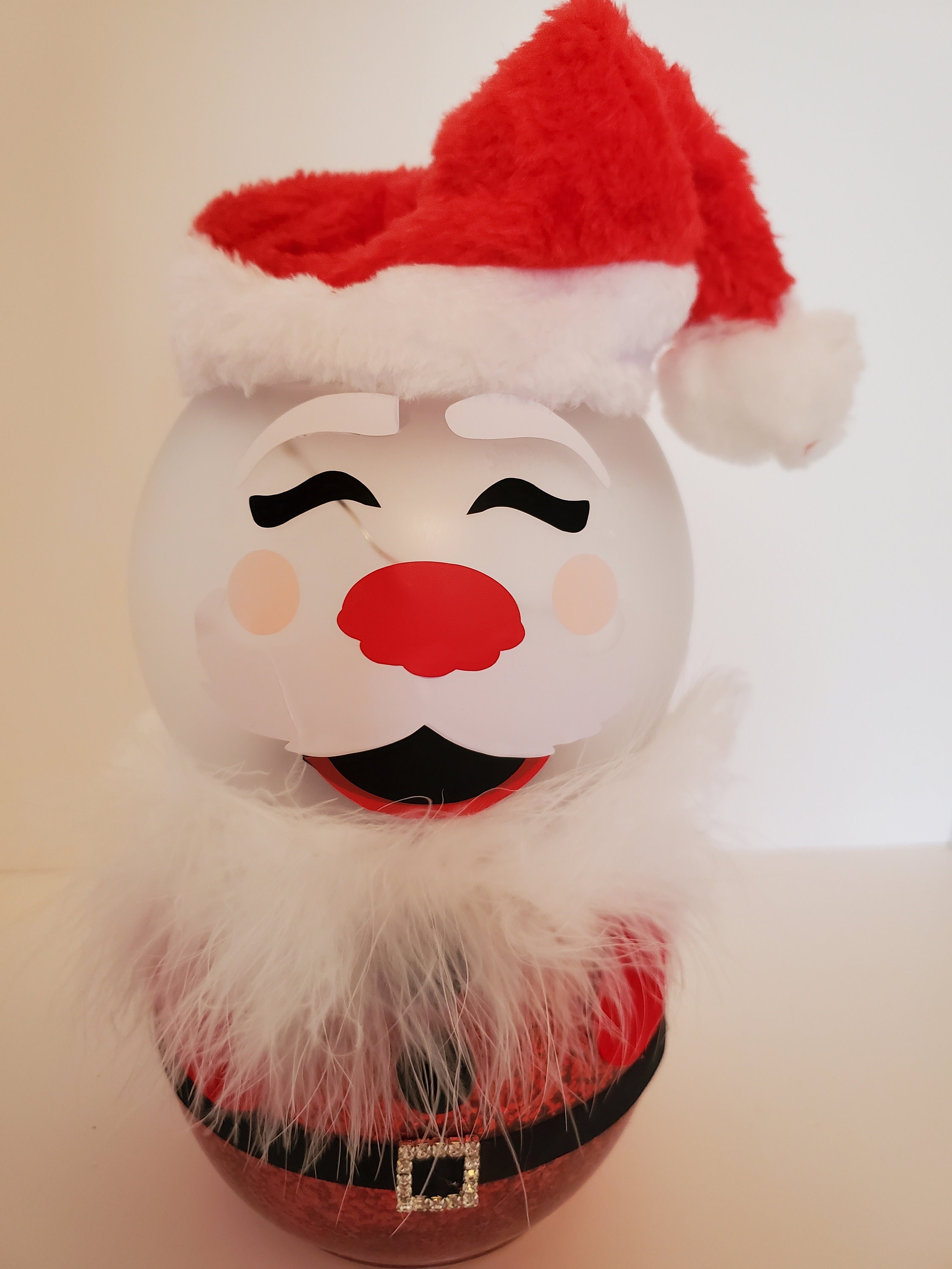 Large Frosted Glitter Santa Light, Farmhouse Decor, Red Suit, Christmas ...