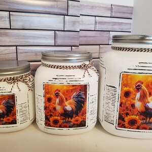Rooster Kitchen Canister 3 Piece Set, Sunflower Rooster Decor, Storage ...