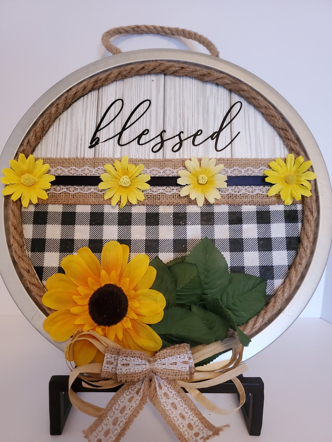 Summer Front Door Decor | Blessed Sunflower | Summer Door Hanger ...