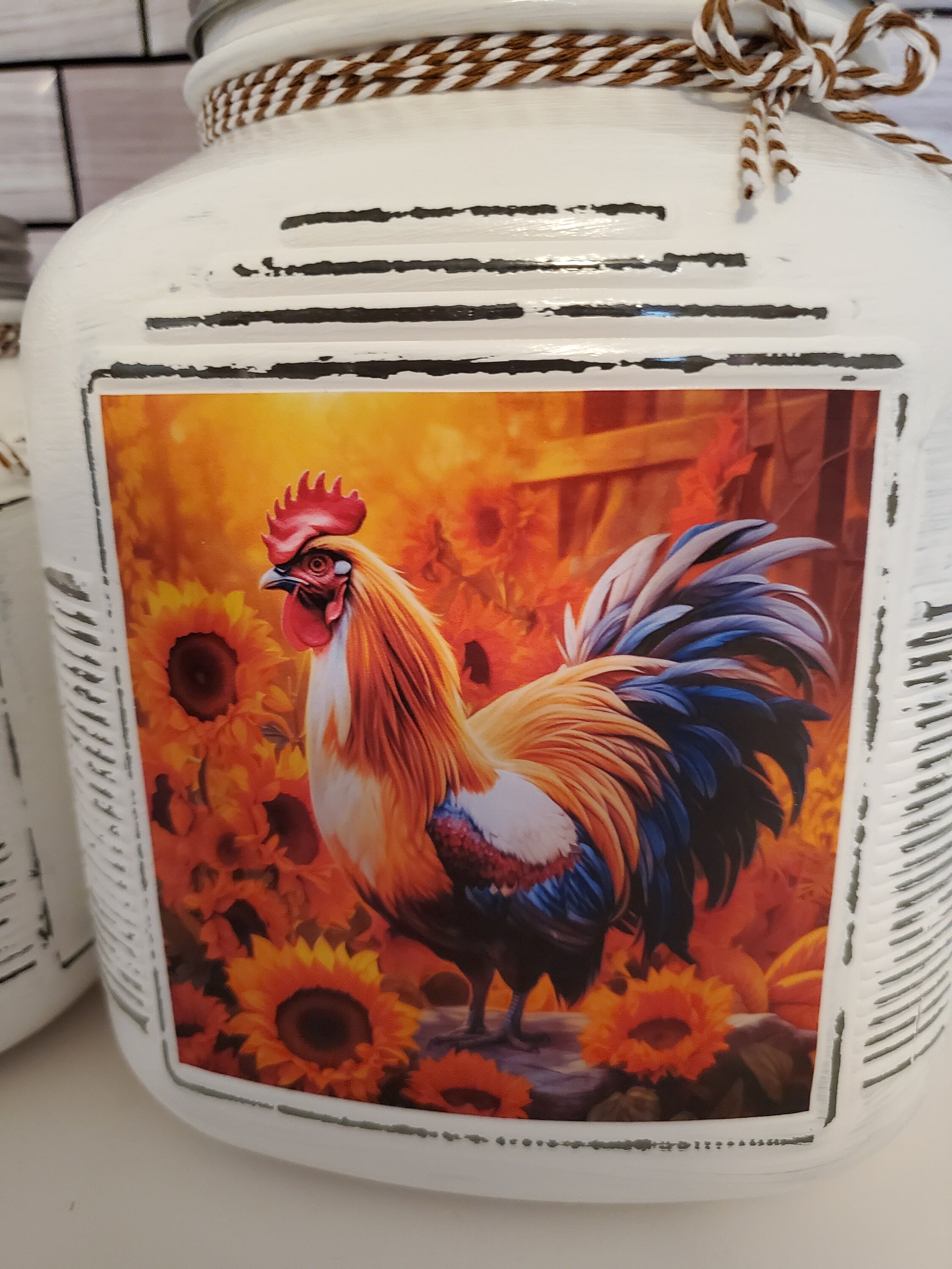 Rooster Kitchen Canister 3 Piece Set, Sunflower Rooster Decor, Storage ...
