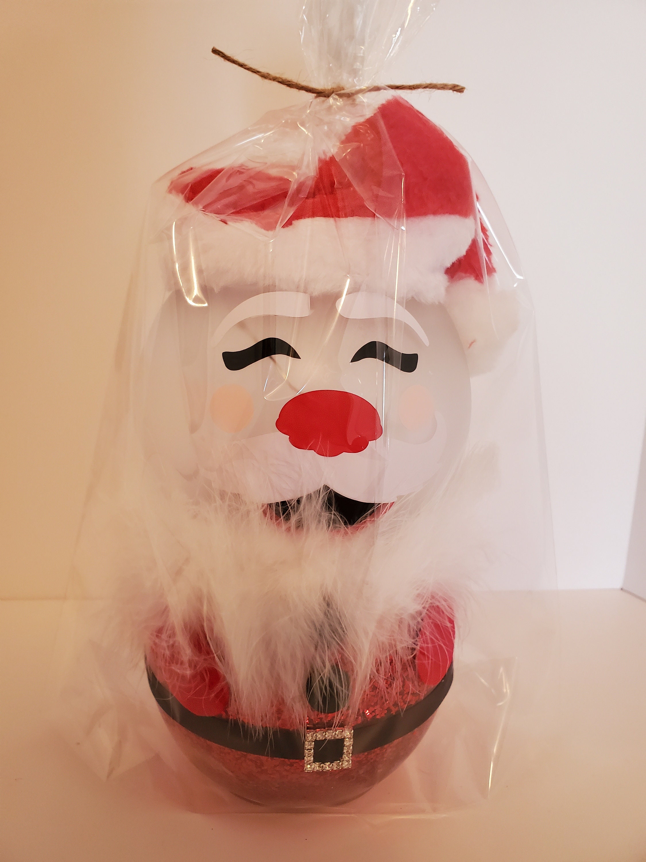 Large Frosted Glitter Santa Light, Farmhouse Decor, Red Suit, Christmas ...