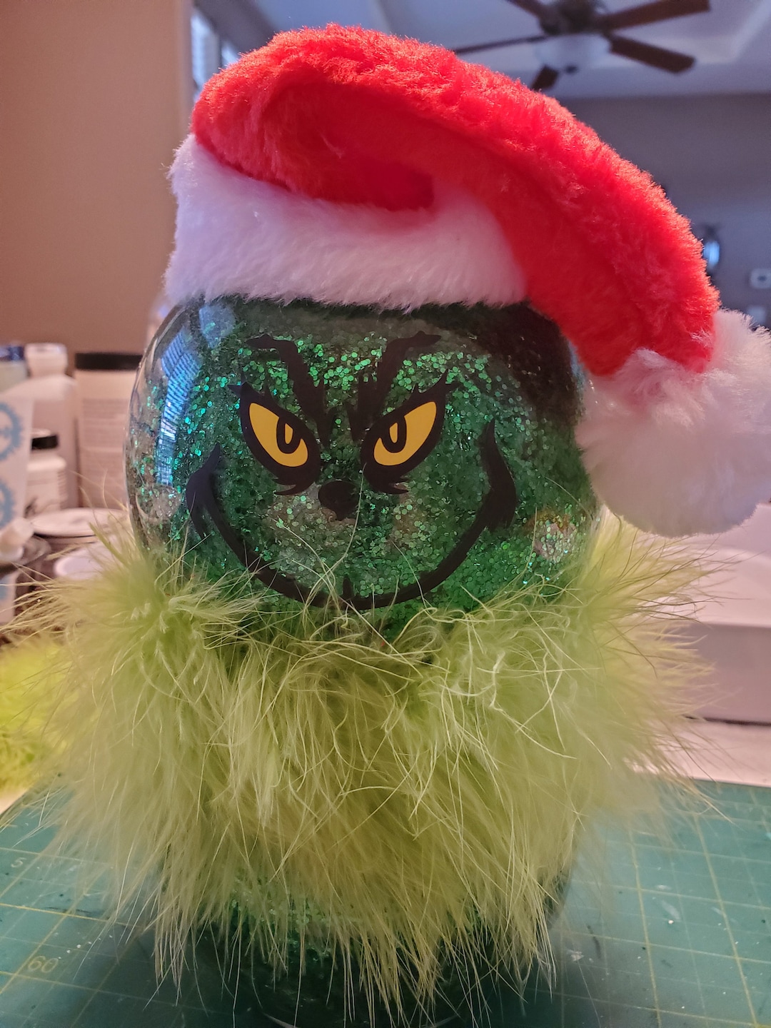 Large Green Glitter Night Light, Grinch, Christmas Theme Decoration ...