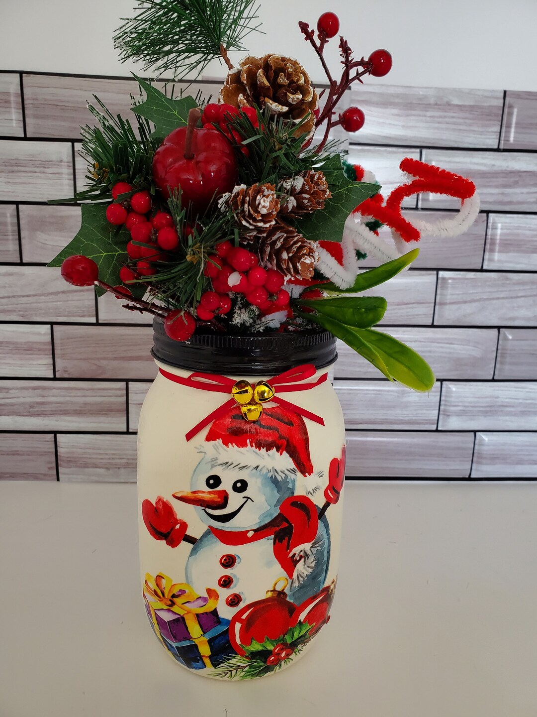 Snowman Canister Decoration, Utensil Holder, Farmhouse Decor, Tissue ...