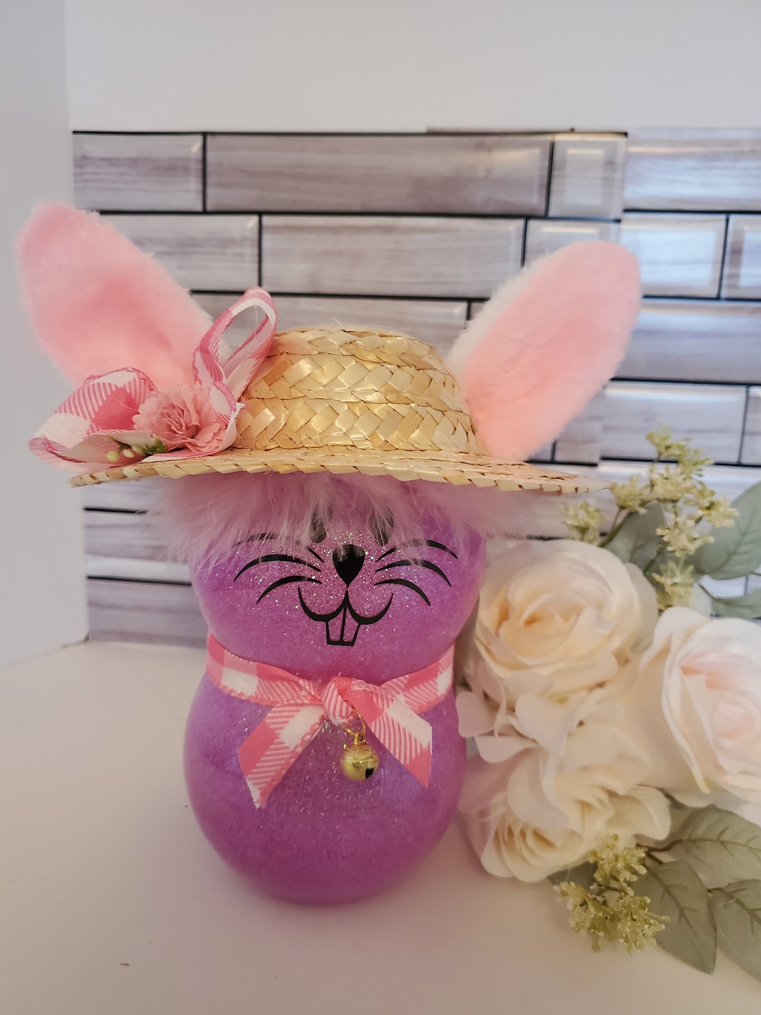 Bunny Light, Blue Decor, Rabbit Lover, Table Centerpiece, Glass Light ...