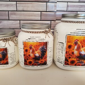 Rooster Kitchen Canister 3 Piece Set, Sunflower Rooster Decor, Storage ...