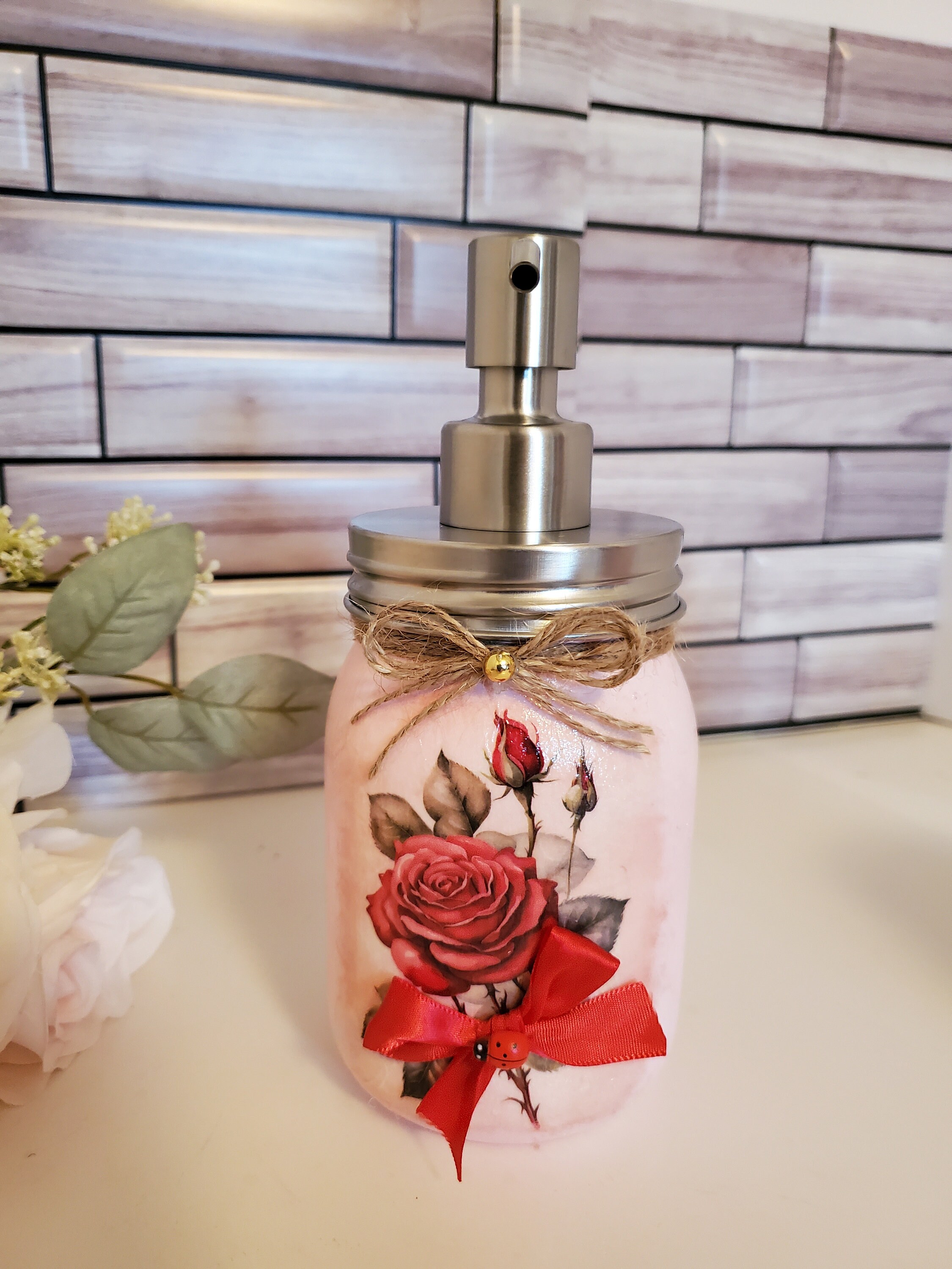 Bathroom Decor, Toothbrush Holder, Soap Dispenser, Wood Tray, Farmhouse ...