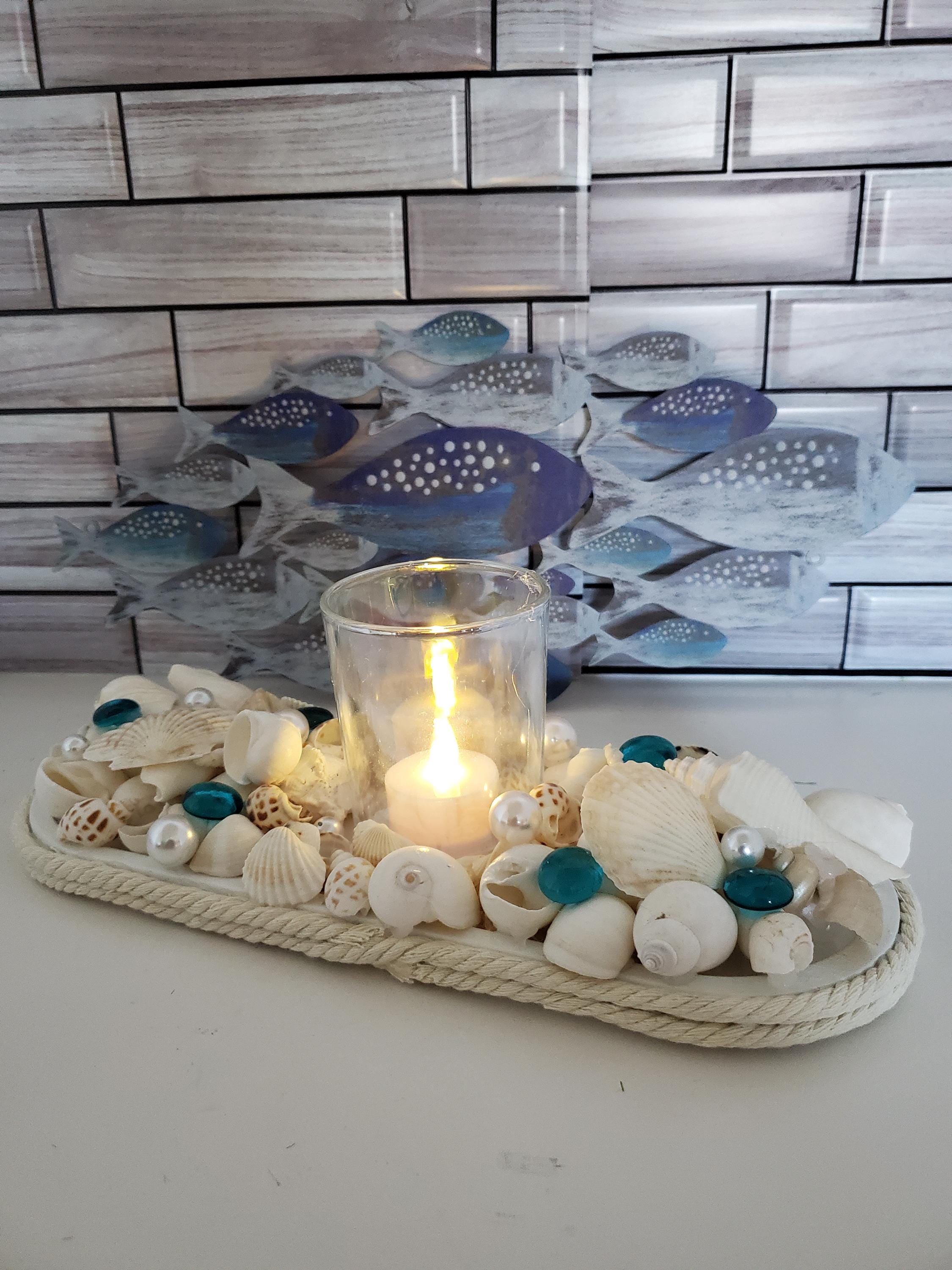 Seashell Centerpiece, Seashell Candle Holder, Beach Decor, Nautical ...