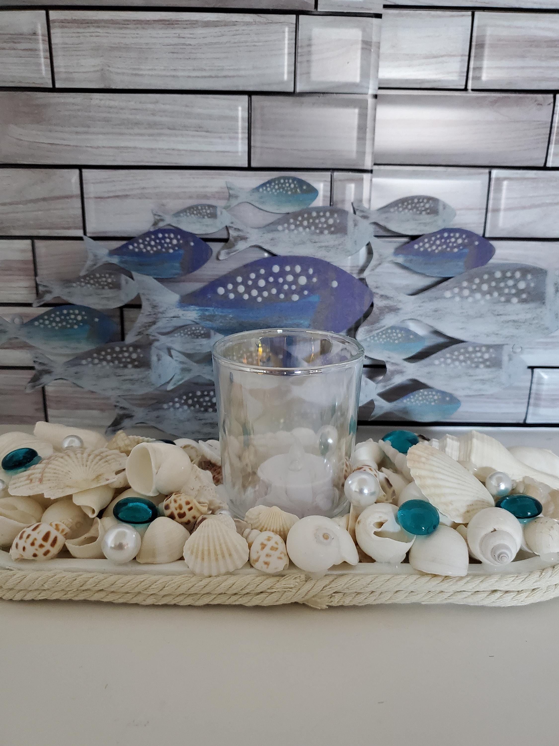 Seashell Centerpiece, Seashell Candle Holder, Beach Decor, Nautical ...