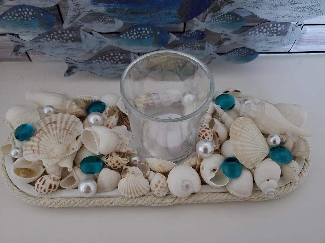 Seashell Centerpiece, Seashell Candle Holder, Beach Decor, Nautical ...