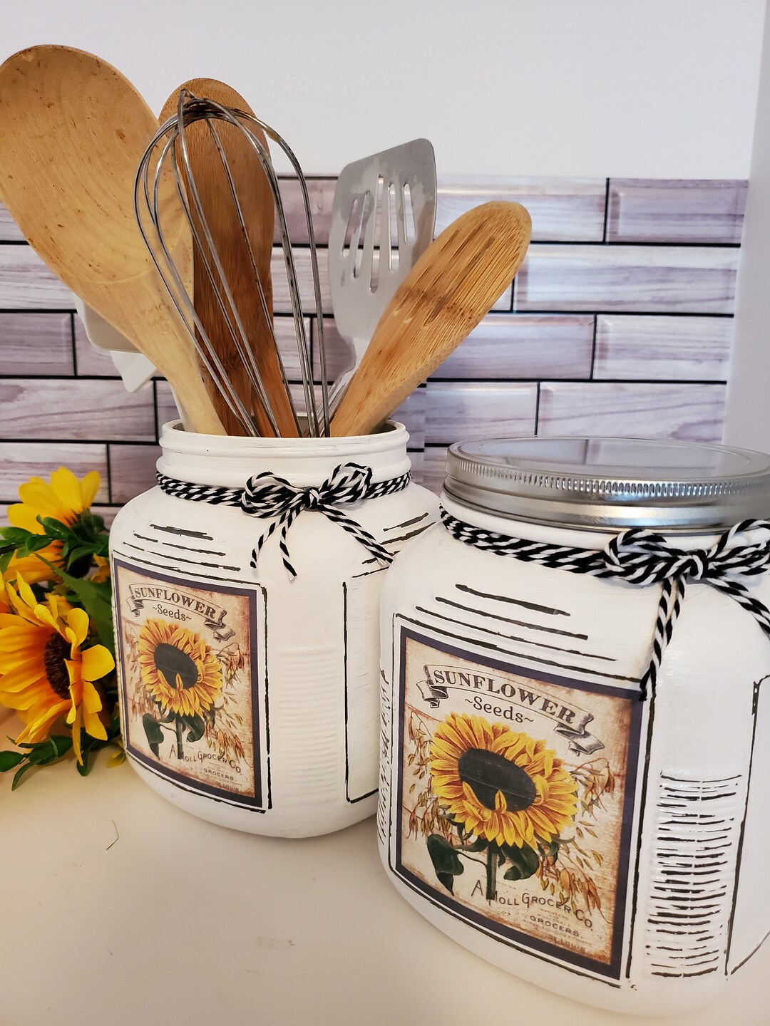 Sunflower Kitchen Canister Set, Sunflower Decor, Storage Containers ...