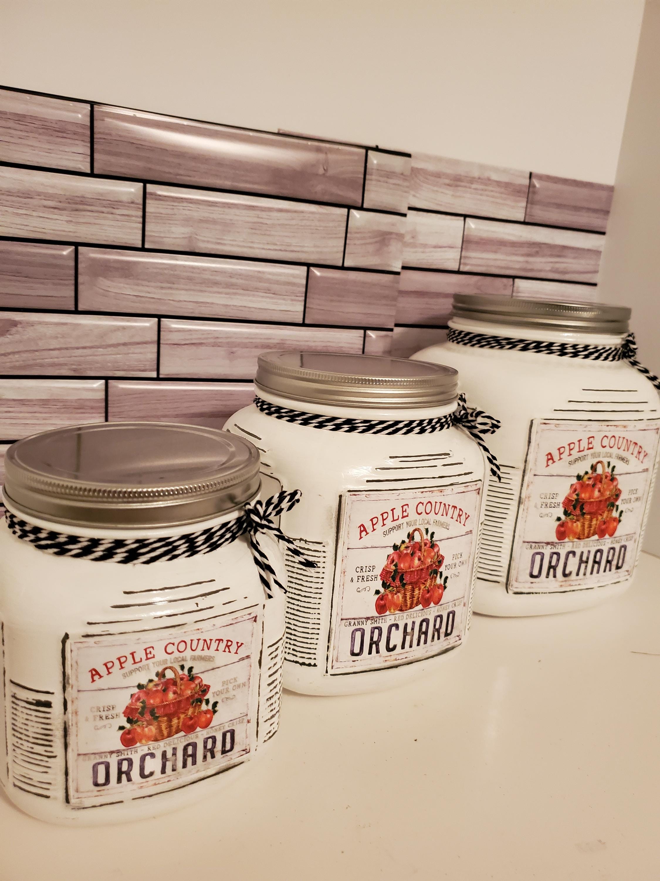 Apple Orchard 3-piece Kitchen Canister Set, Storage Jars, Kitchen ...