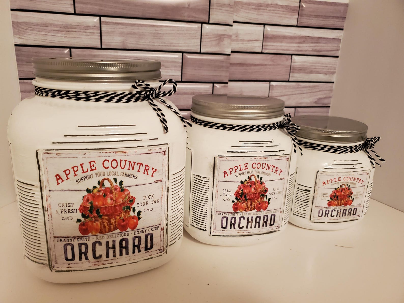 Apple Orchard 3-piece Kitchen Canister Set, Storage Jars, Kitchen ...