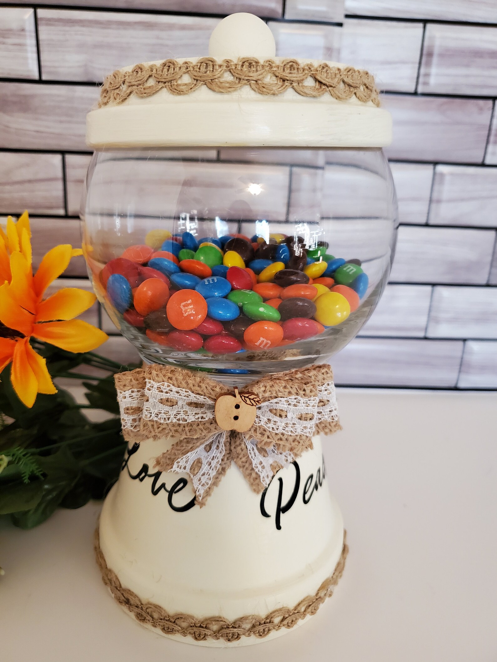 Love Peace Joy Candy Dish, Glass Candy Jar, Candy Jar, Mother's Day ...