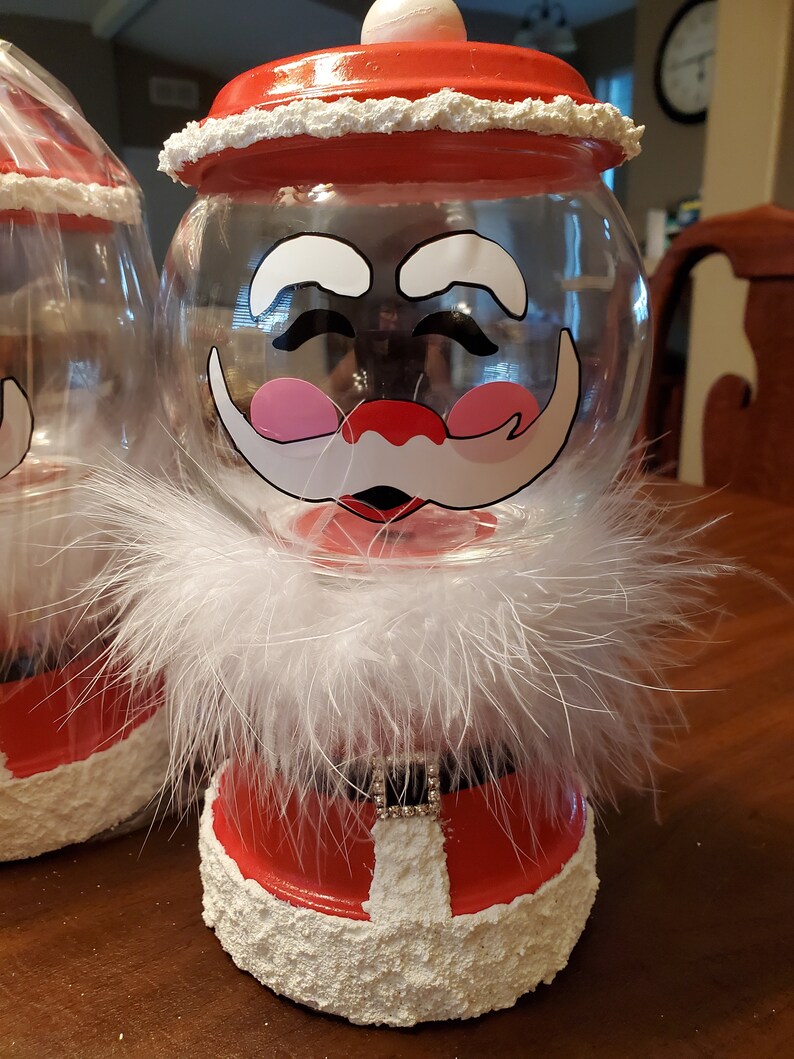 Red Santa Candy Dish, Farmhouse Decor, Treat Canister, Christmas ...