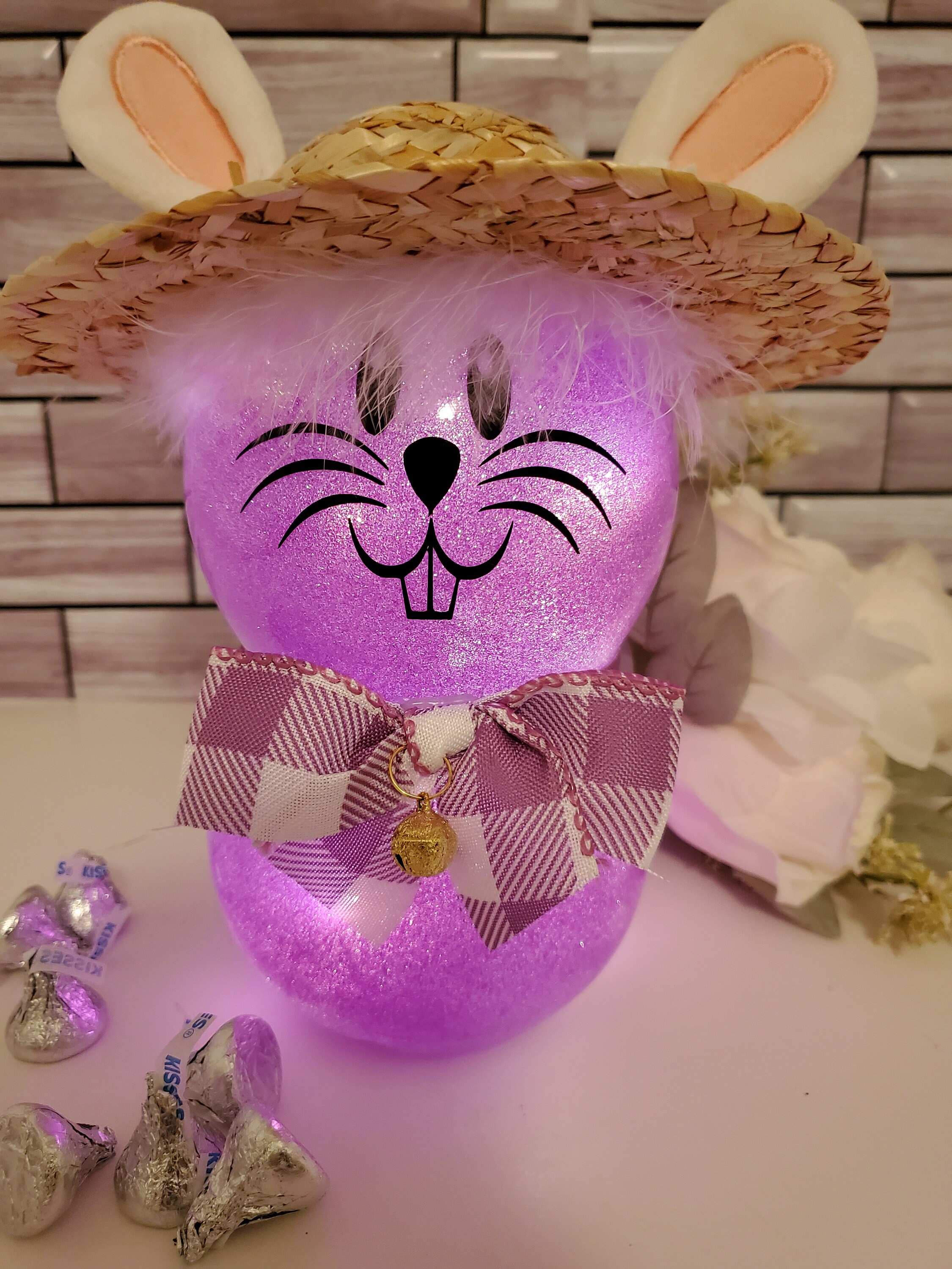 Lighted Glass Bunny, Holiday Decor, Table Centerpiece, Glass Light Up ...