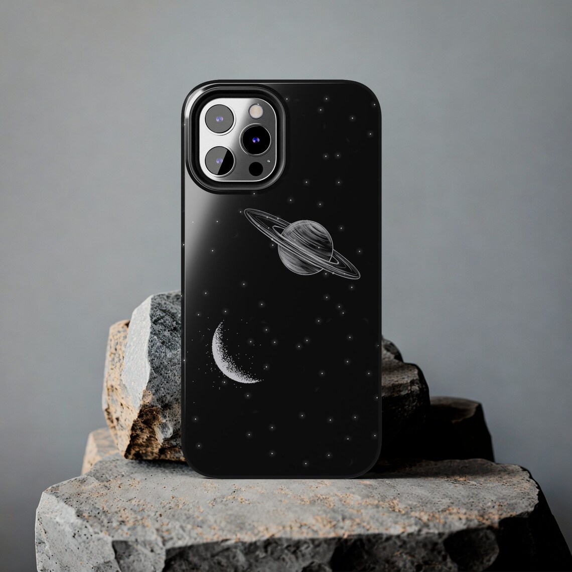Moon and Saturn iPhone Case, Night Sky iPhone Case, Moon iPhone Case ...