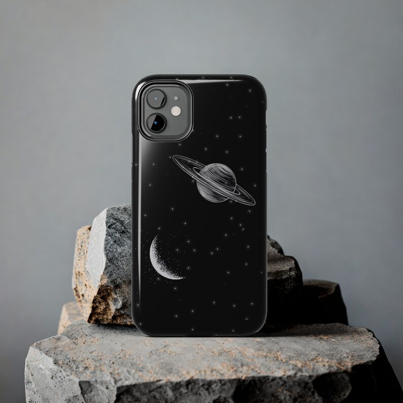Moon and Saturn iPhone Case, Night Sky iPhone Case, Moon iPhone Case ...