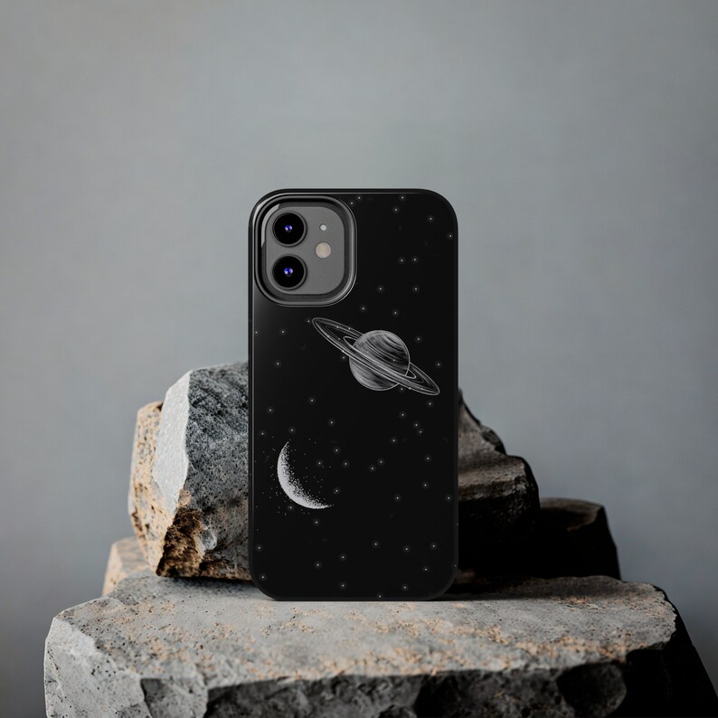 Moon and Saturn iPhone Case, Night Sky iPhone Case, Moon iPhone Case ...